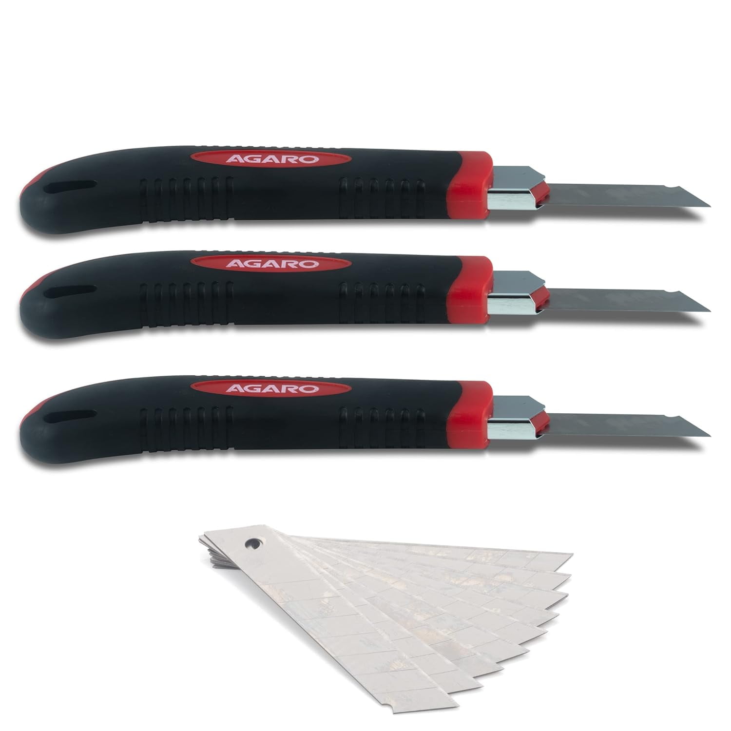 AGARO Retractable Heavy Duty 18 mm Cutter Utility Knife Set of 3 3 ...
