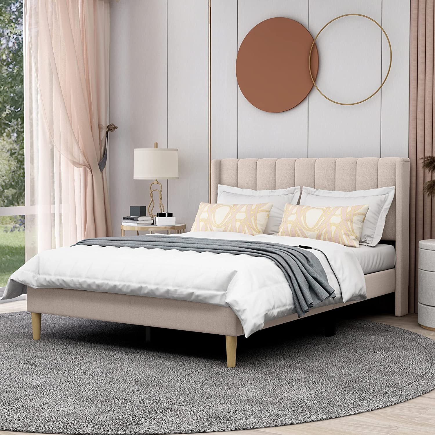 AGARTT Upholstered Platform Bed Frame Full Size with Headboard and ...