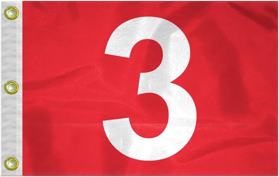 AGAS 14x20 inch Mini Golf Flags with Brass Grommets No 3, Red with ...