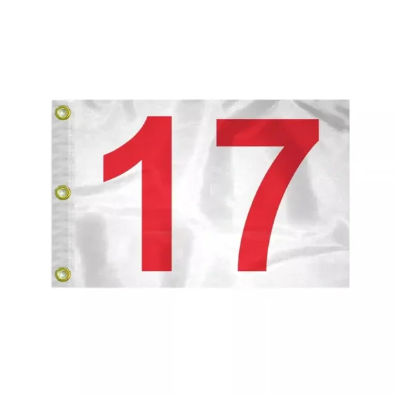 AGAS 14x20 inch Numbered Golf Flag with Grommets Numbered# 17, Red Text ...