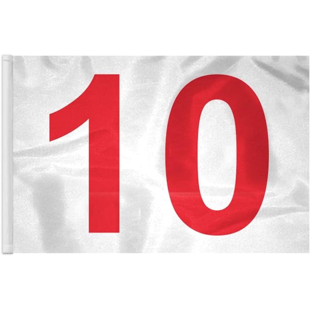 AGAS 14x20 inch Numbered Golf Flag with Tube Inserted Numbered# 10, Red ...