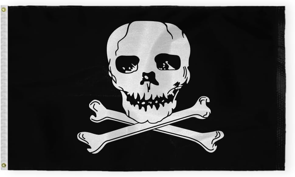 AGAS 3x5 Foot Jolly Roger Flag - Vivid Colors and Fade proof - Canvas ...