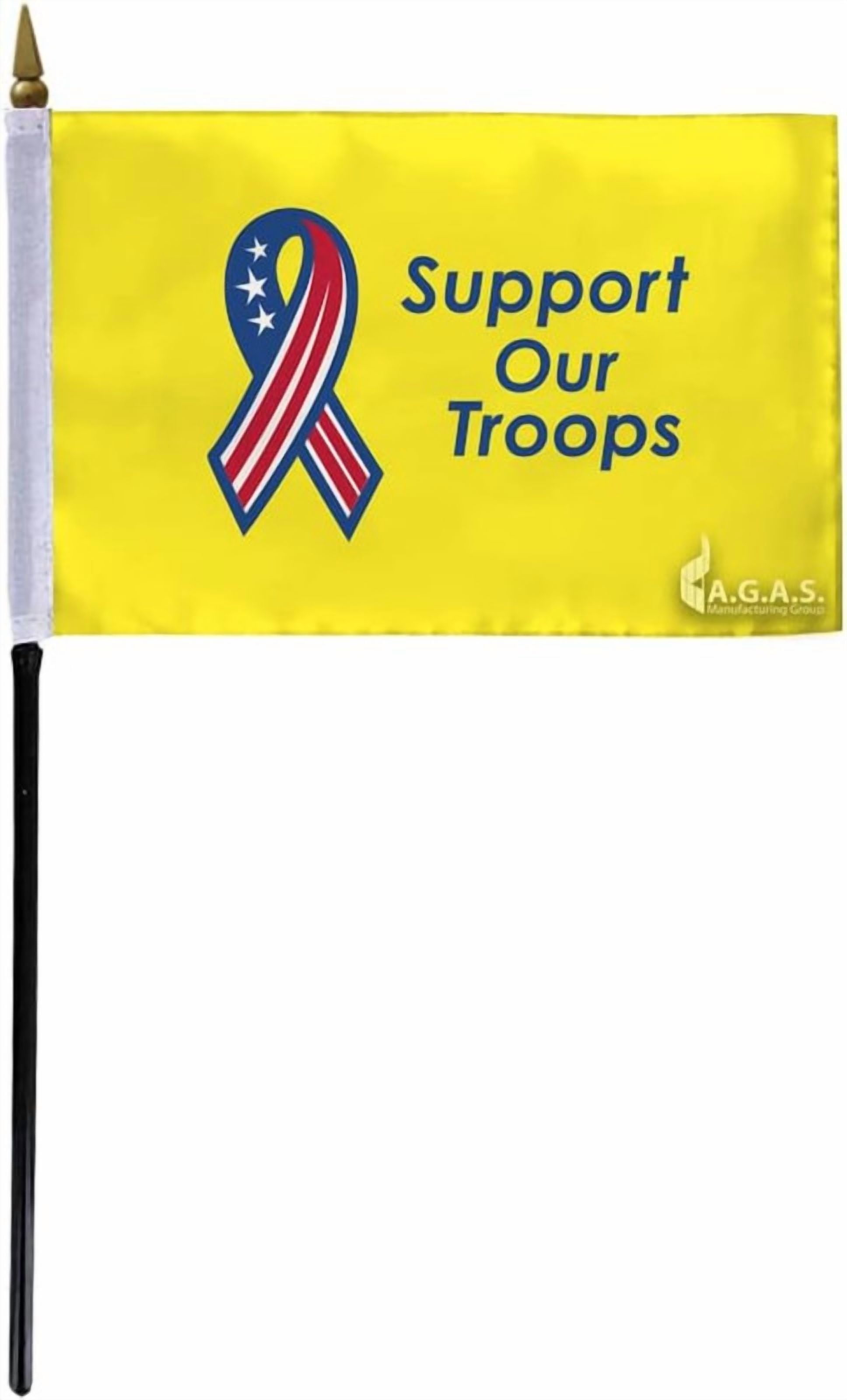 AGAS 4x6 Inch Yellow Support our troops mini Military Stick Flag ...