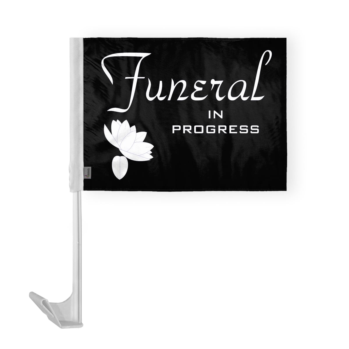 AGAS 6x9 inch Funeral In Progress Car Window Flag Black & White Flower ...