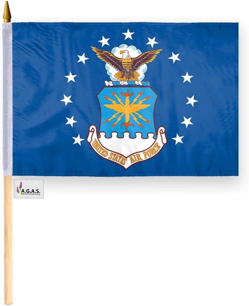 AGAS Air Force Stick Flag - 12 x 18 inch - Printed Single Sided ...