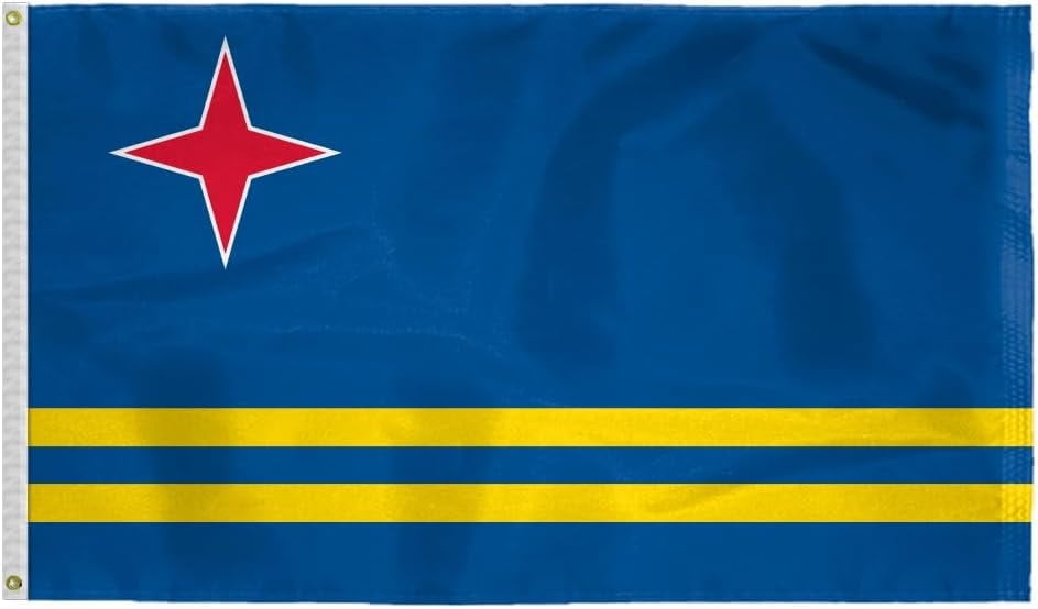 AGAS Aruba Aruban Flag 3x5 ft 200D Nylon Fabric Double Stitched Canvas Header Brass Grommets ...