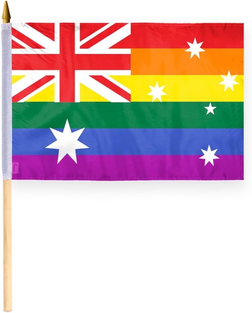 AGAS Australia Pride Stick Flag 12x18 inch Flag on a 24 inch Wooden ...