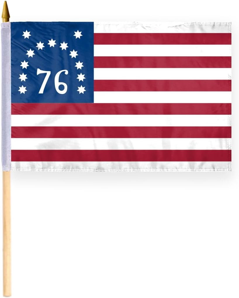 AGAS Battle of Bennington 76 Stick Flags 12 x 18 inch, 24" Wooden Staff ...