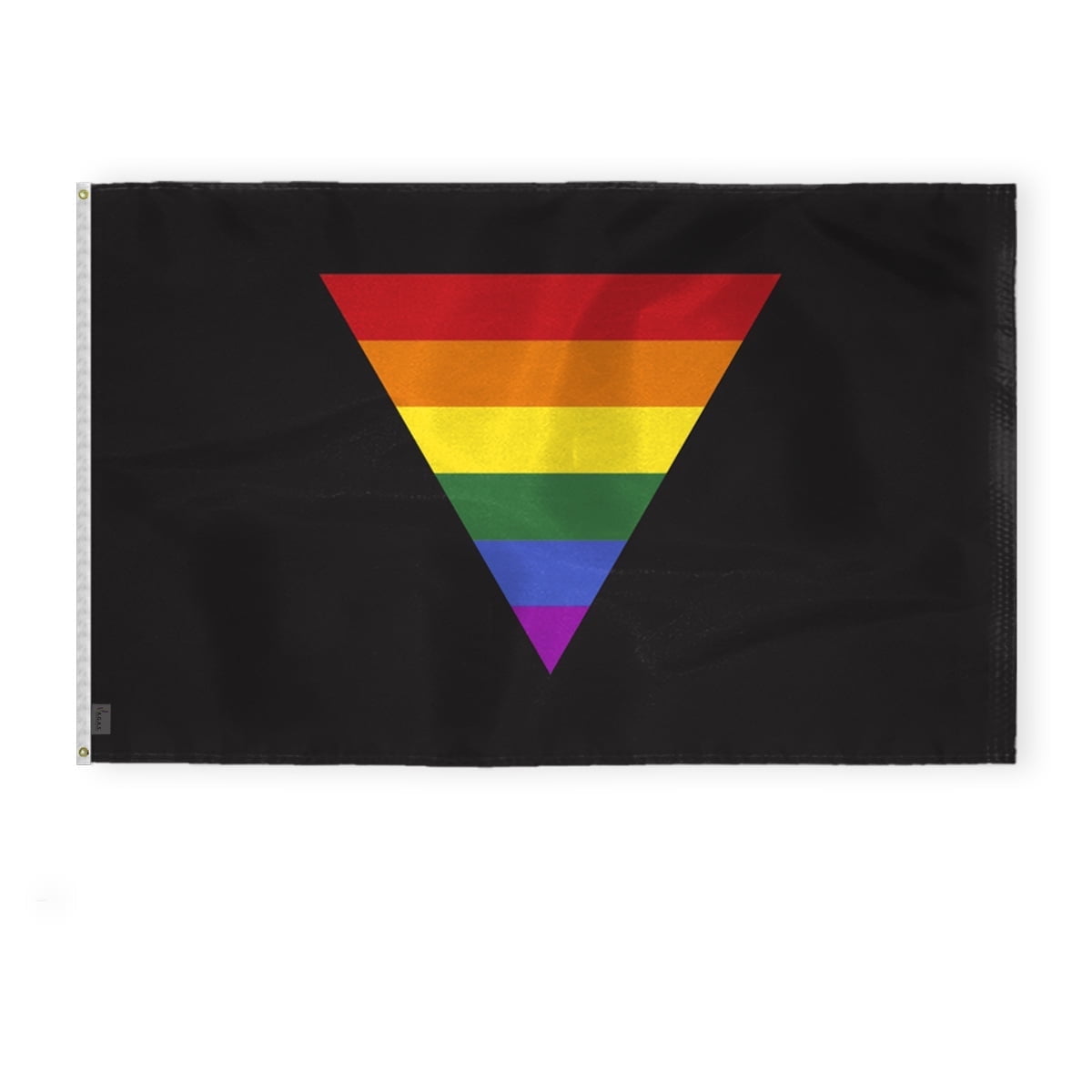 AGAS Black Rainbow Triangle Flag 5x8 Ft - Printed 200D Nylon - Brass ...