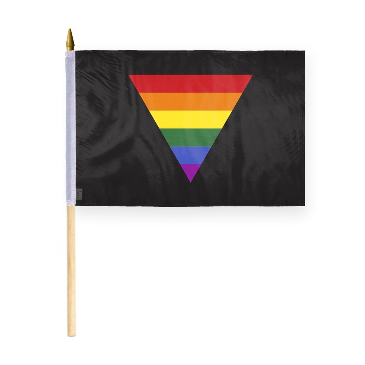 AGAS Black Rainbow Triangle Stick Flag 12x18 inch Flag on a 24 inch ...