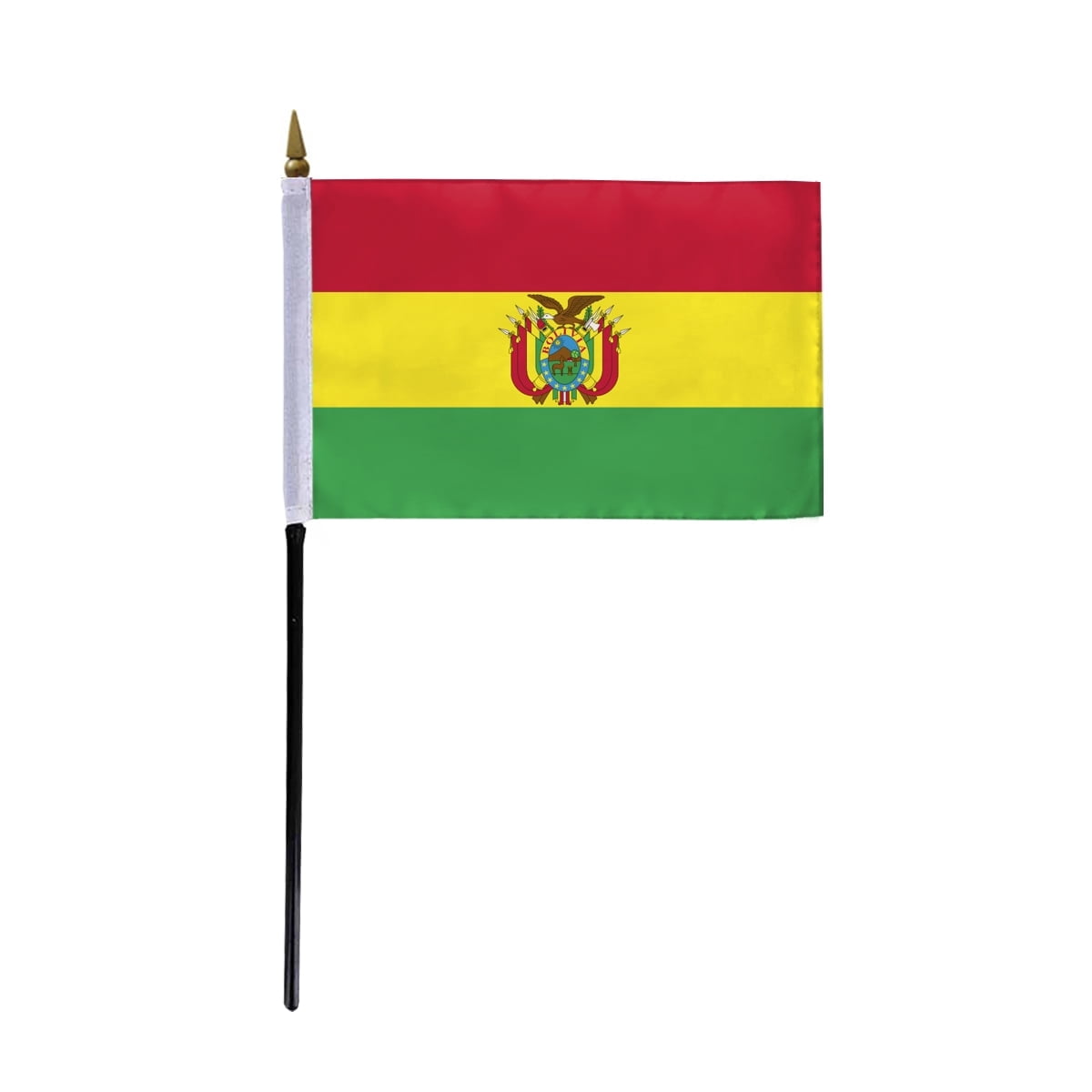 AGAS Bolivia Stick Flag 4x6 inch mounted onto 11 inch Plastic Pole ...