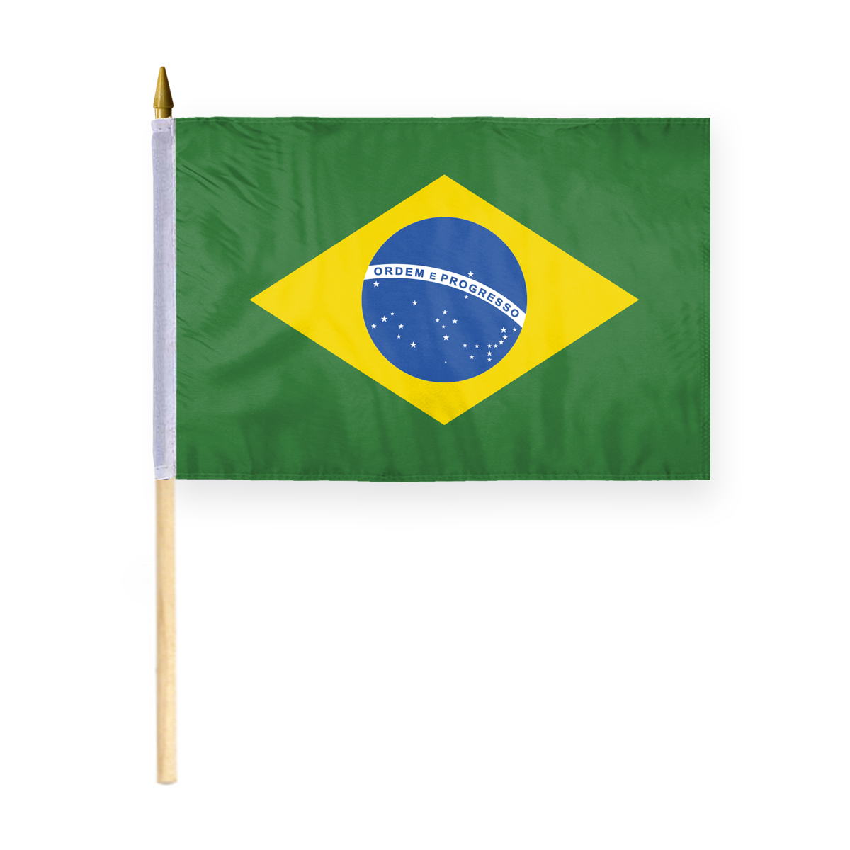 AGAS Brazil Stick Flag 12x18 inch mounted onto 24 inch Wood Pole ...