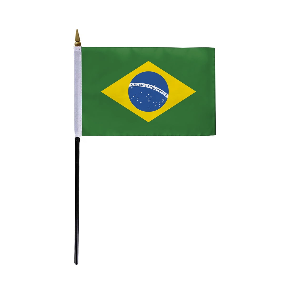 AGAS Brazil Stick Flag 4x6 inch mounted onto 11 inch Plastic Pole ...