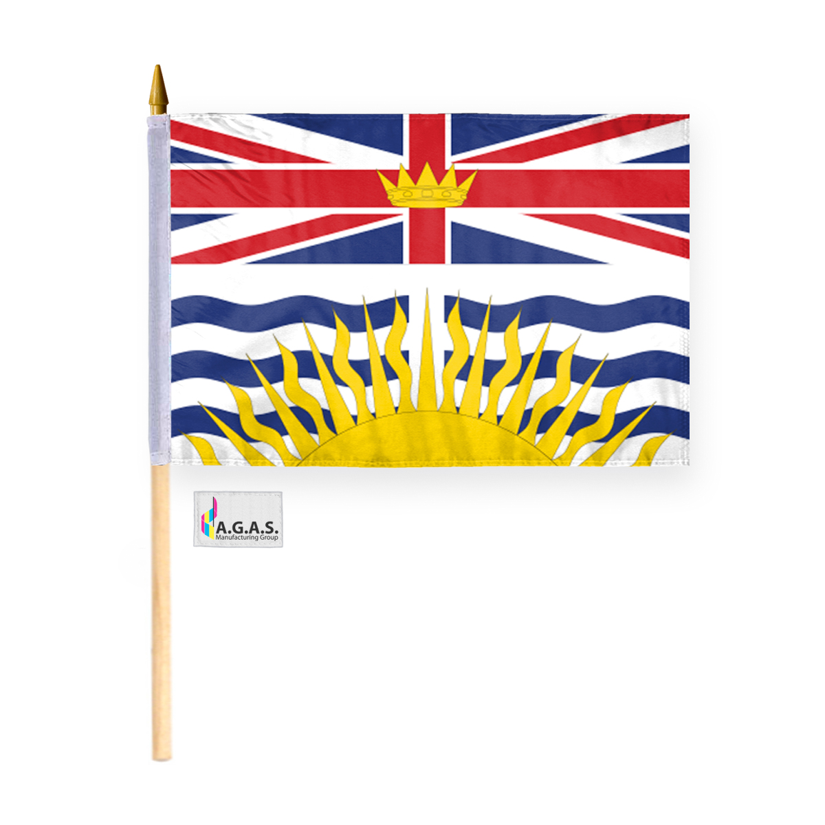 AGAS British Columbia Canada Flag 12 x 18 inch - 24" Wooden Pole 100% ...