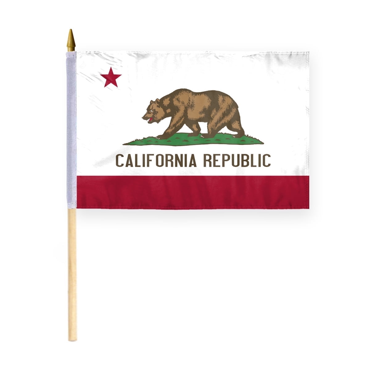 AGAS California Stick Flag 12x18 Inch with 24 inch Wood Pole - Printed ...