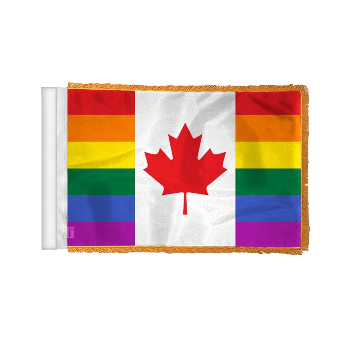 AGAS Canada Pride Antenna Aerial Flag For Cars with Gold Fringe 4x6 ...