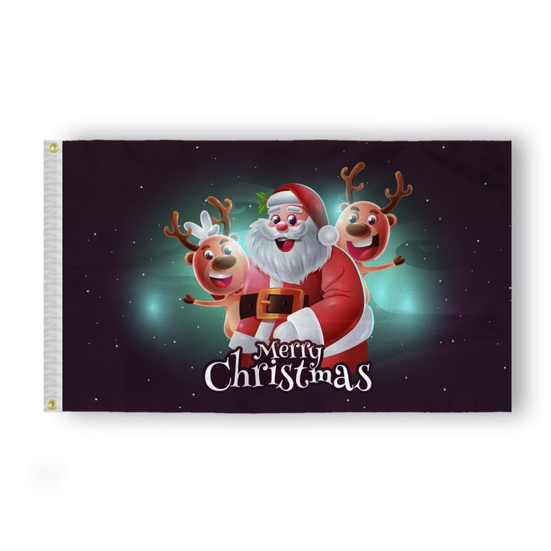 AGAS Christmas Flag - Merry Christmas Flag with Santa & Reindeer on Sea ...