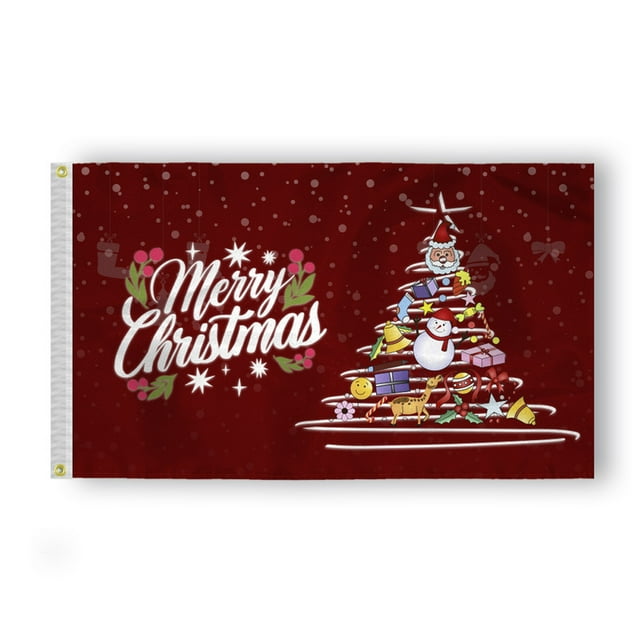 AGAS Christmas Flag - Merry Christmas with Tree and Gifts, Maroon - 3x5 ...