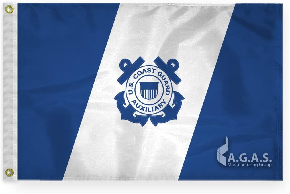 AGAS Coast Guard Auxiliary Ensigns Flag - 12 x 18 Inch - Printed 200D ...