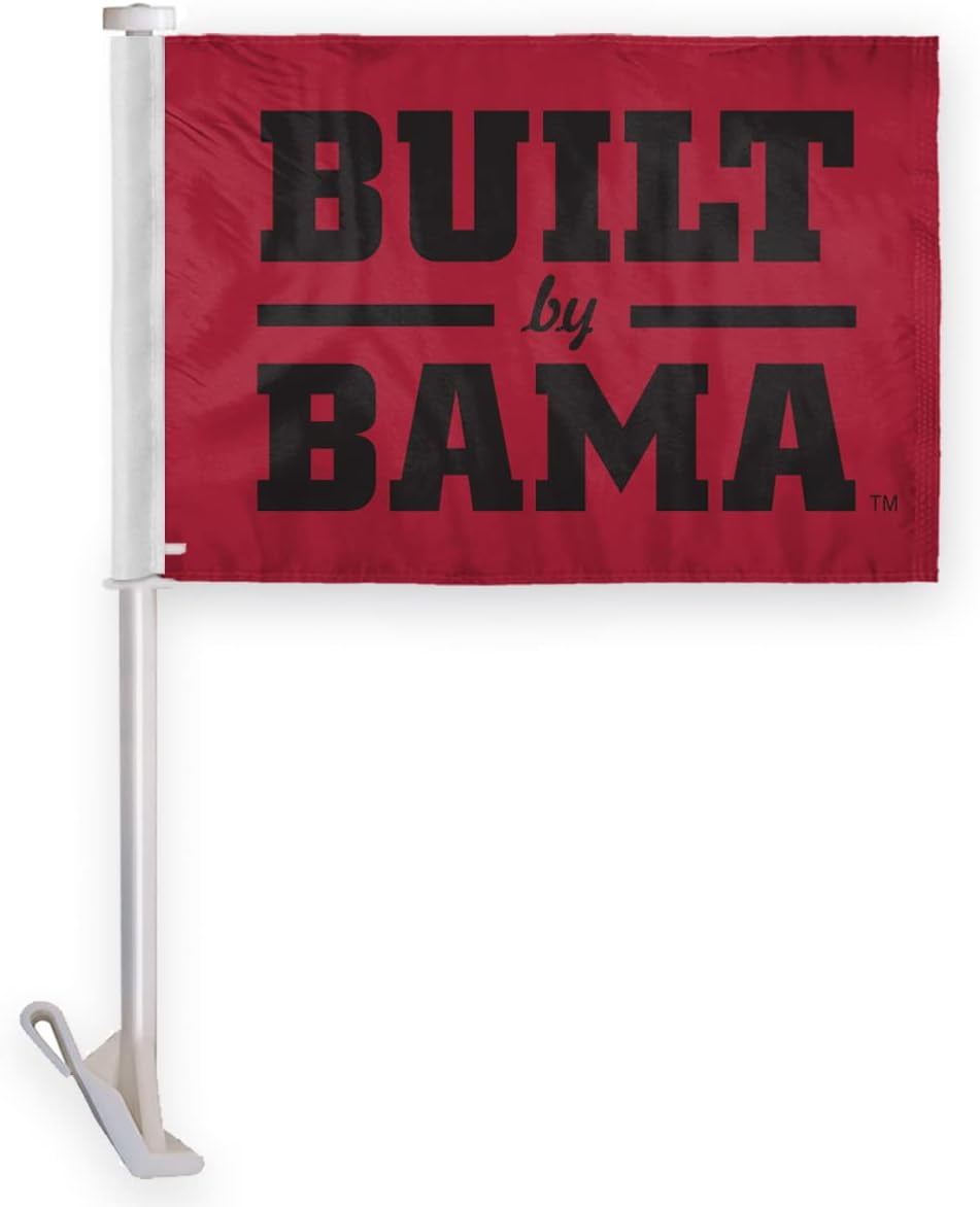 AGAS Crimson Tide Built By Bama Car Flags - 10.5x15 inch Double-Layered Printed Wrap Knitted ...