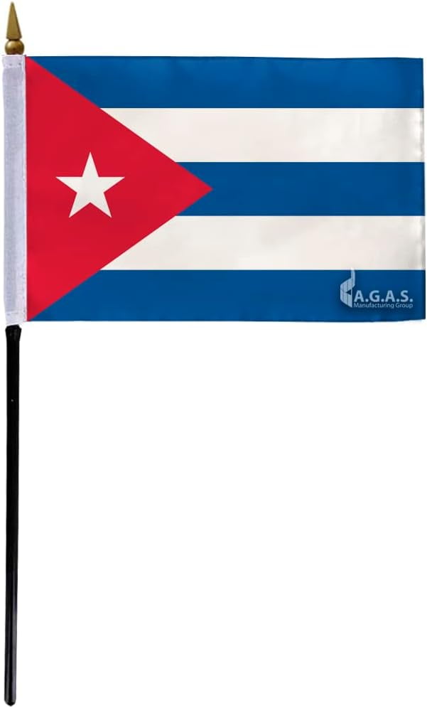 AGAS Cuba Stick Flag 4x6 inch mounted onto 11 inch Plastic Pole ...