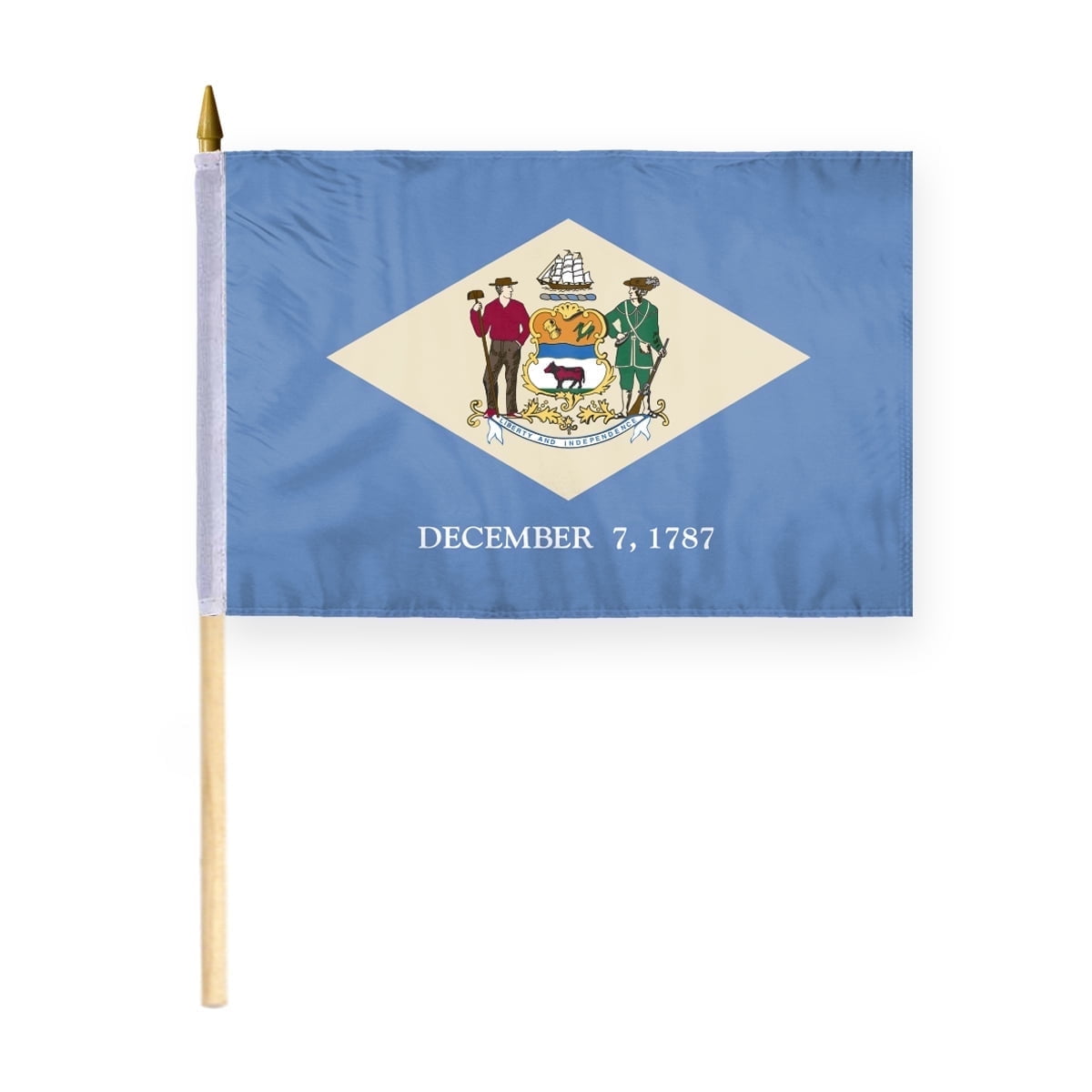 AGAS Delaware Stick Flag 12x18 Inch with 24 inch Wood Pole - Printed ...