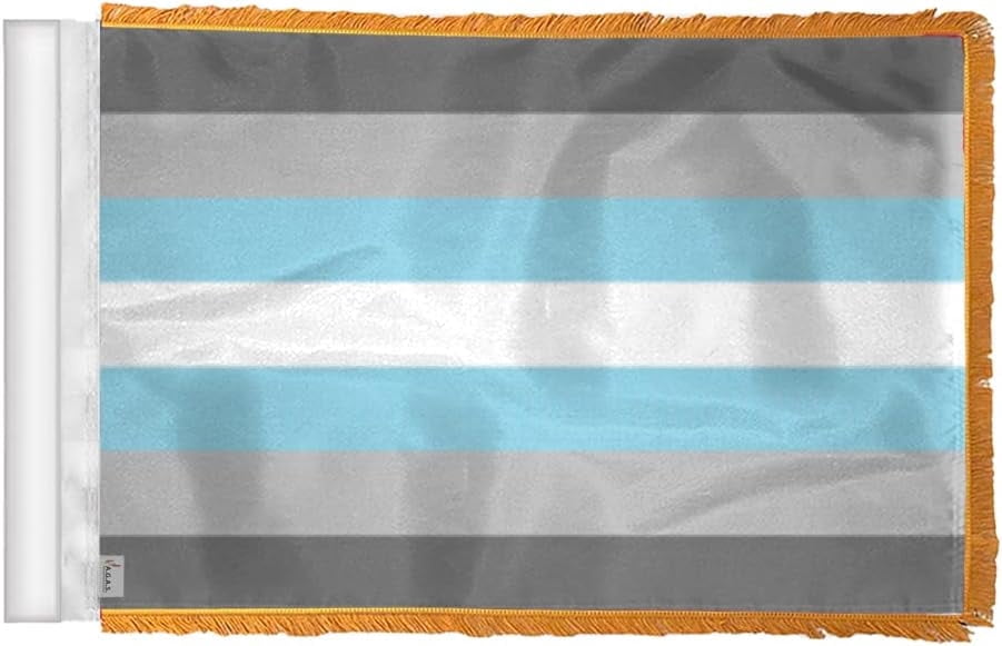 AGAS Demiboy Pride Antenna Aerial Flag For Cars with Gold Fringe 4x6 ...