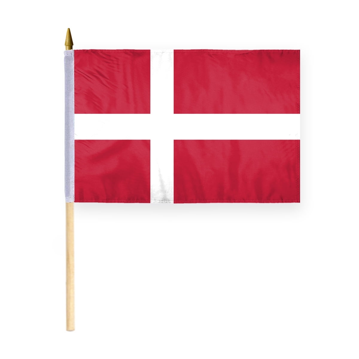 AGAS Denmark Stick Flag 12x18 inch mounted onto 24 inch Wood Pole ...