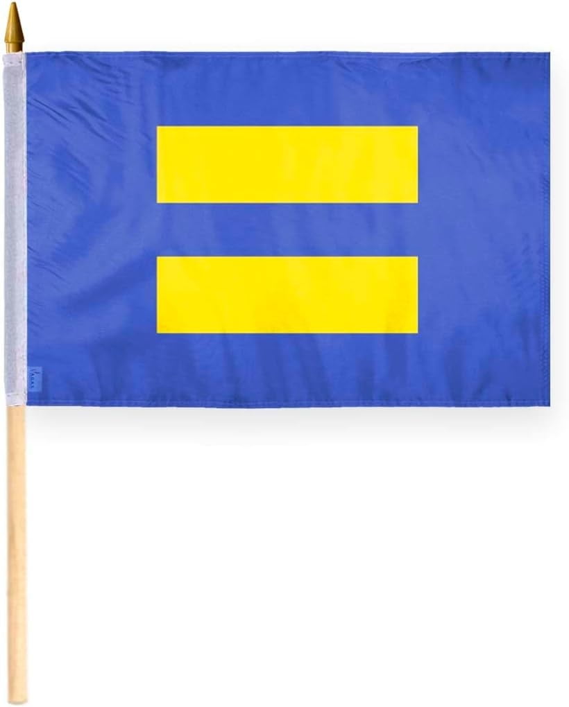AGAS Equality Pride Stick Flag 12x18 inch Flag on a 24 inch Wooden Flag ...