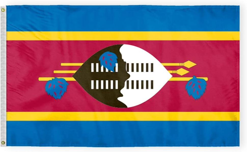 AGAS Eswatini Swaziland Flag 3x5 ft Double Stitched Hem 100% Polyester ...
