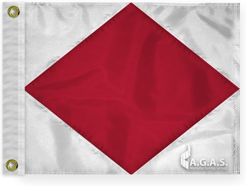 AGAS Foxtrot Code F Marine Signal Flag - Printed 200D Nylon - Canvas Header - Brass Grommets ...