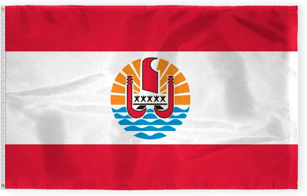 AGAS French Polynesia Tahiti Flag 5x8 ft 200D Nylon 6 Needle Lock Stitched Fly Hem Never Rust ...