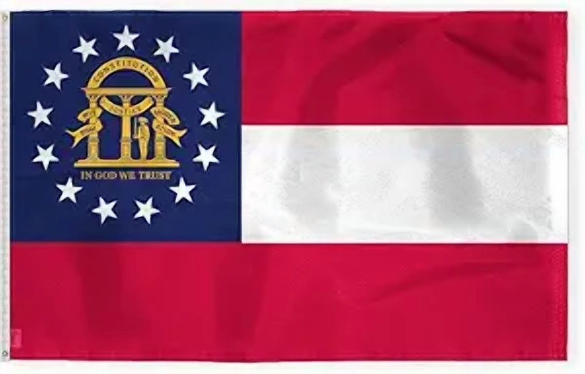 AGAS Georgia State Flag 2x3 Ft - Single Ply Reverse Print on Back 200D ...