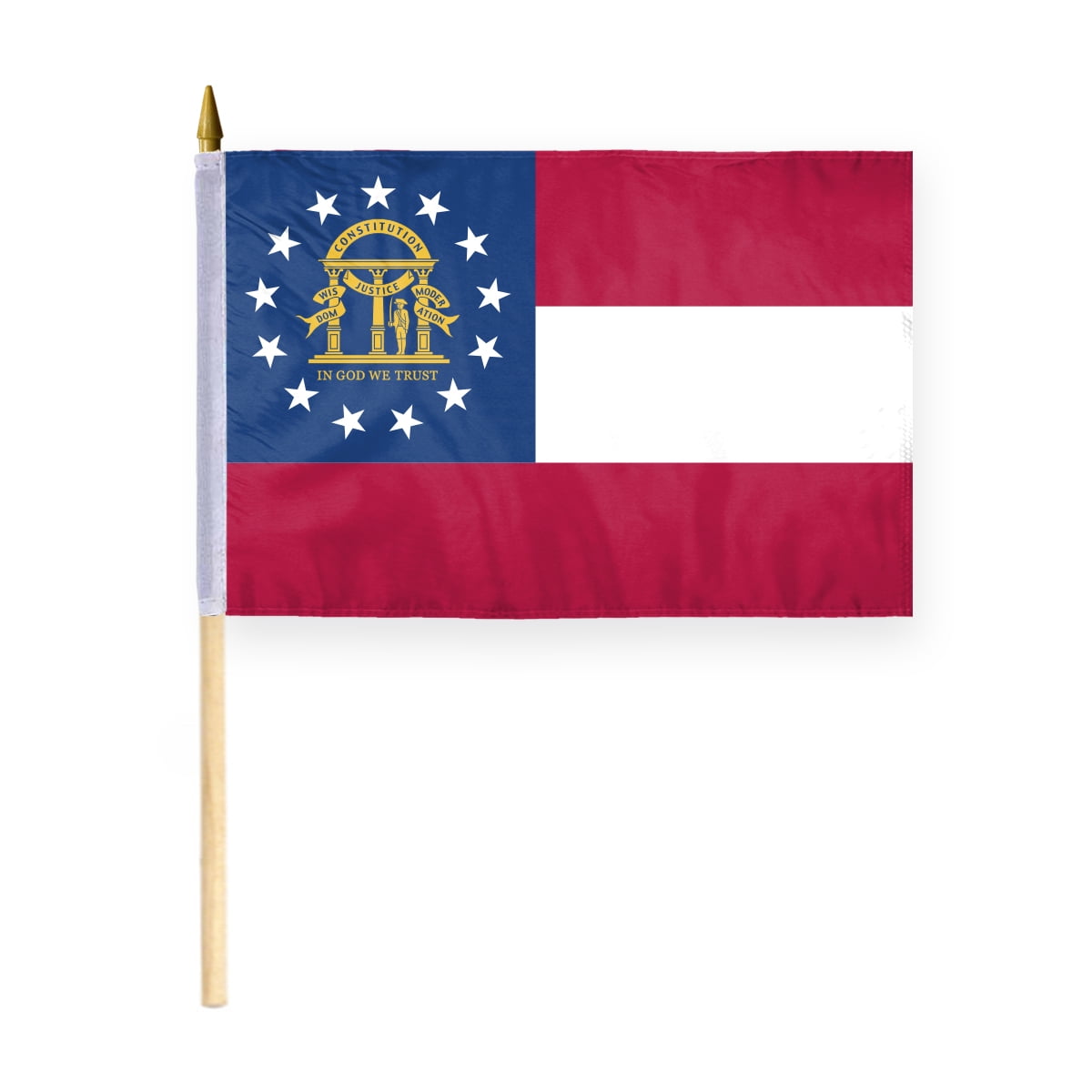 AGAS Georgia Stick Flag 12x18 Inch with 24 inch Wood Pole - Printed ...