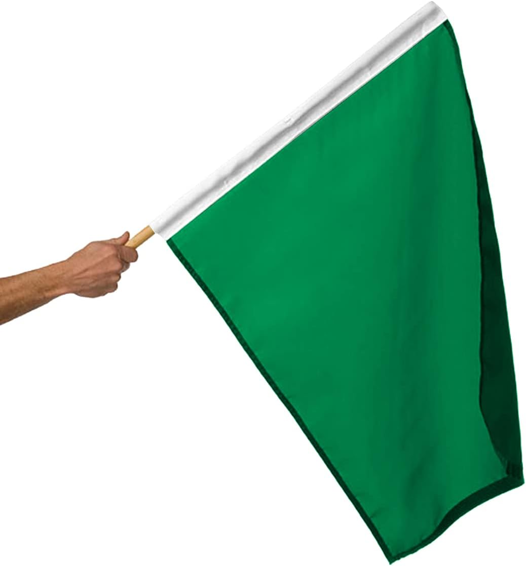 AGAS Green Racing Flag Start Race Stick Flag 24x30 inch - Mounted on 30 ...