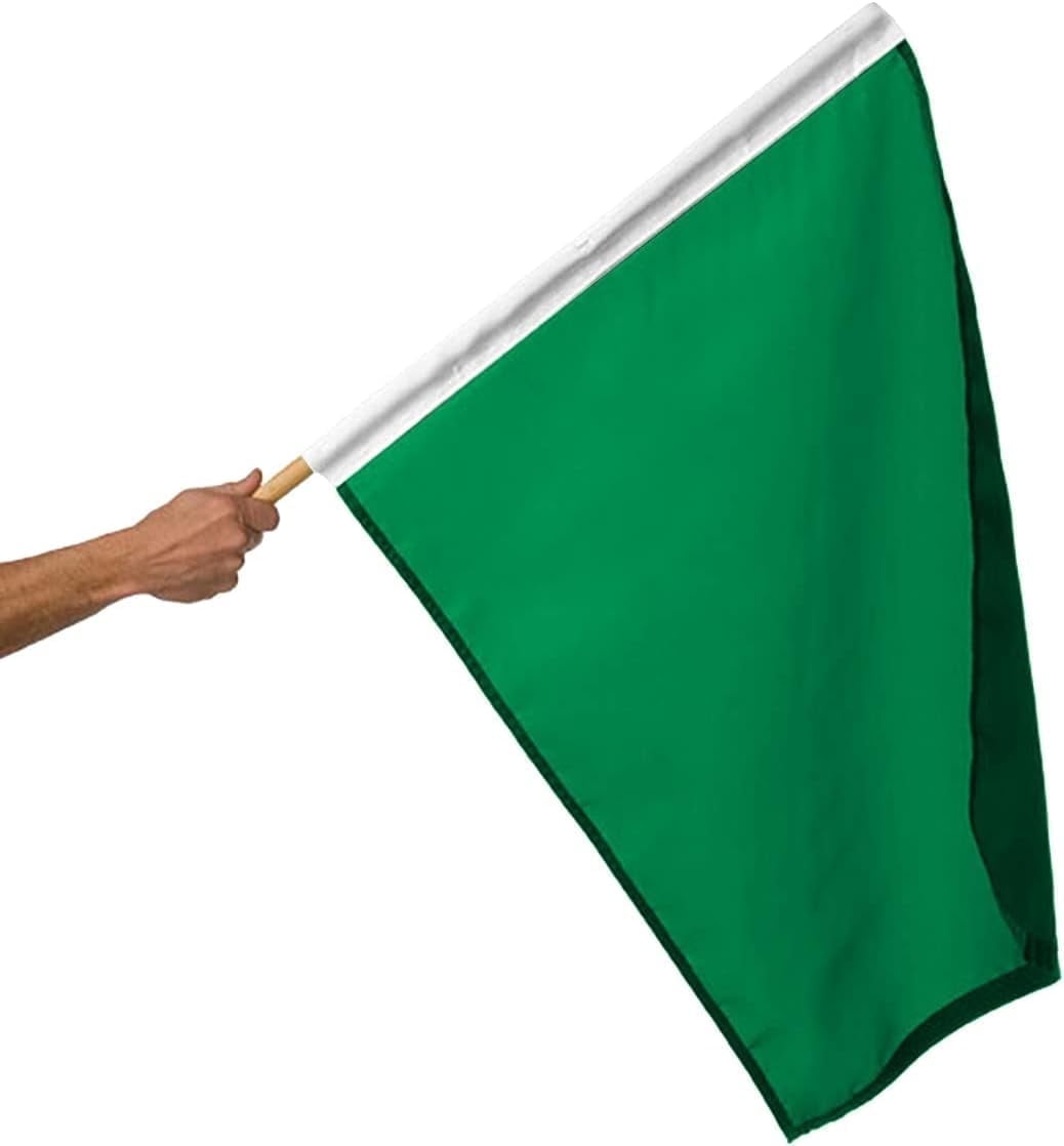 AGAS Green Racing Flag 30x30 inch – Heavy Duty Nylon, Stitched, Mounted ...