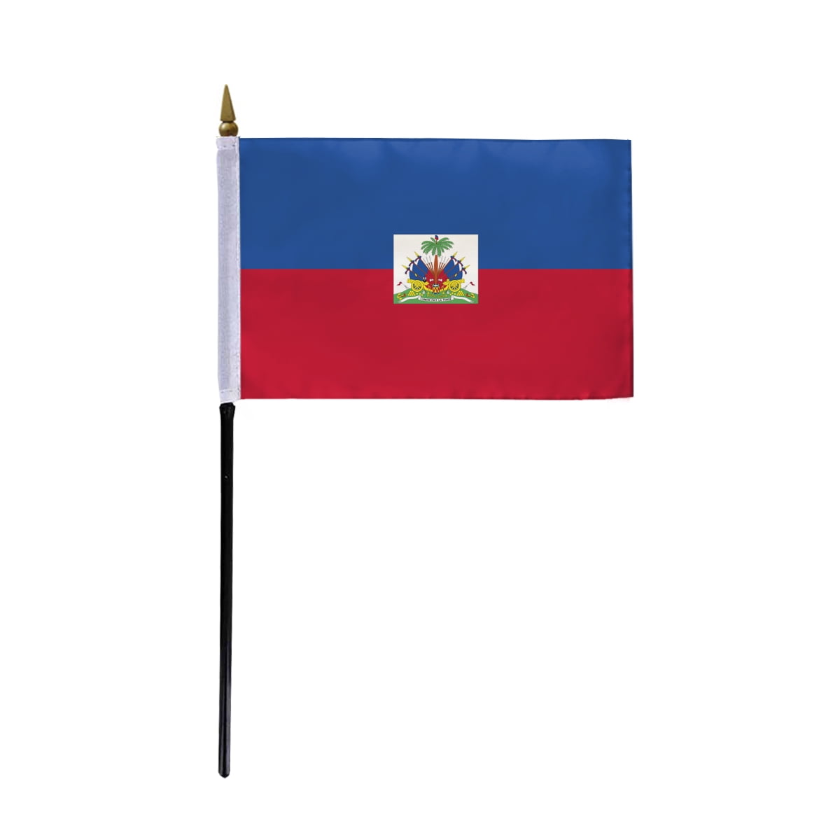 AGAS Haiti Flag 4x6 inch - 11" Plastic Pole 100% Polyester Stitched ...