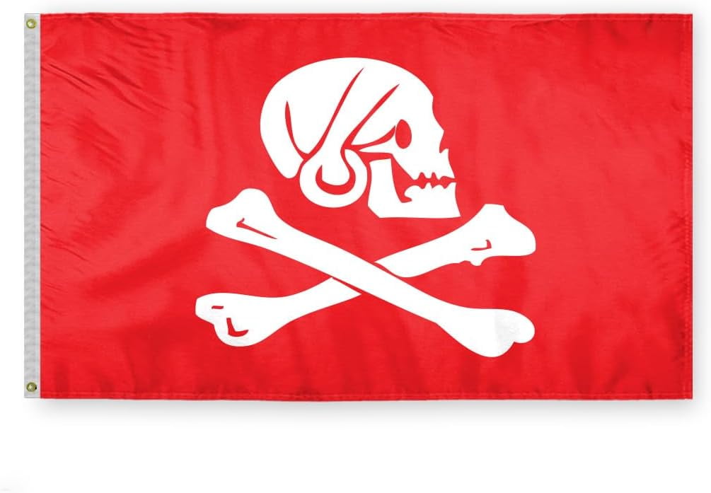 AGAS Henry Every Red Pirate Flag Flag 3x5 ft - 100% Polyester Fabric ...
