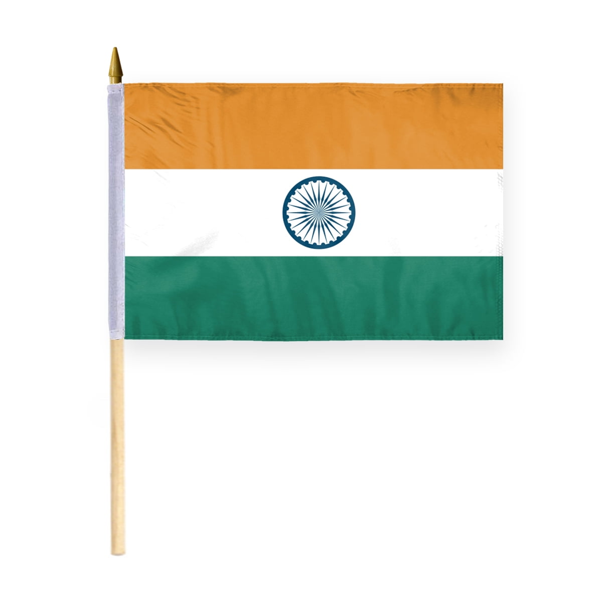 AGAS India Stick Flag 12x18 inch mounted onto 24 inch Wood Pole ...