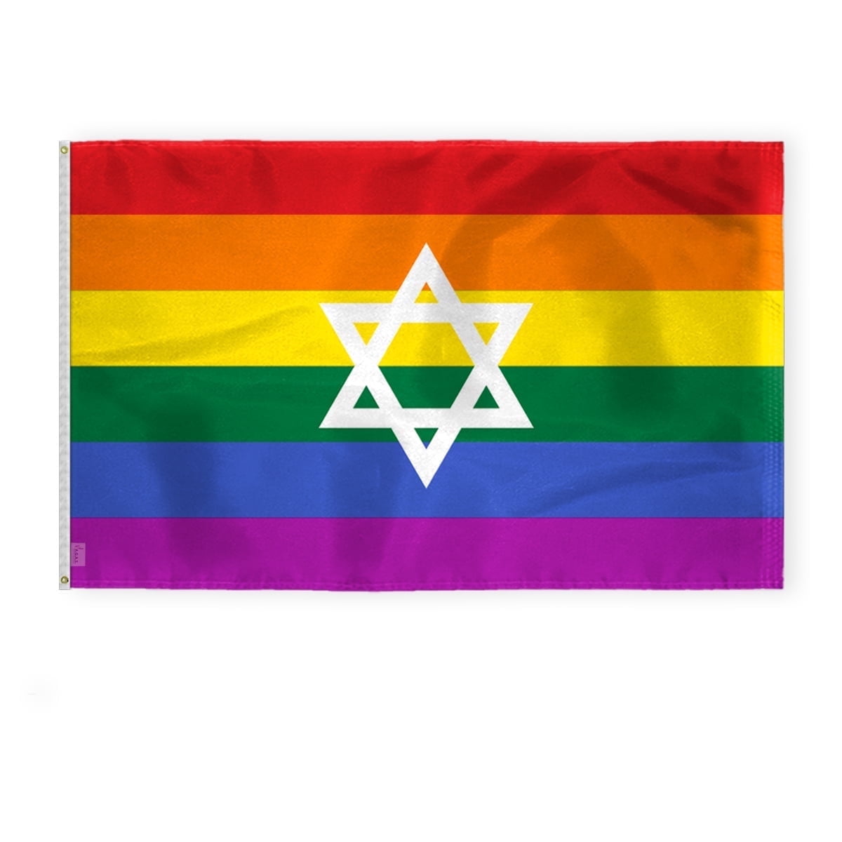 AGAS Israel Jewish Rainbow Pride Flag 5x8 Ft - Printed 200D Nylon ...