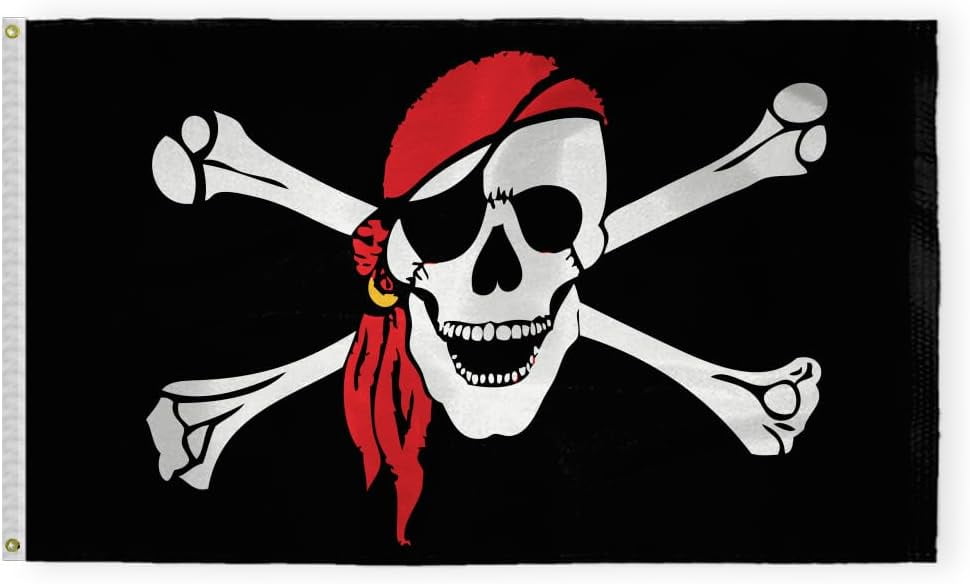 AGAS Jolly Roger Bandana 3 x 5 Ft Large, Indoor/Outdoor Heavy Duty200D ...