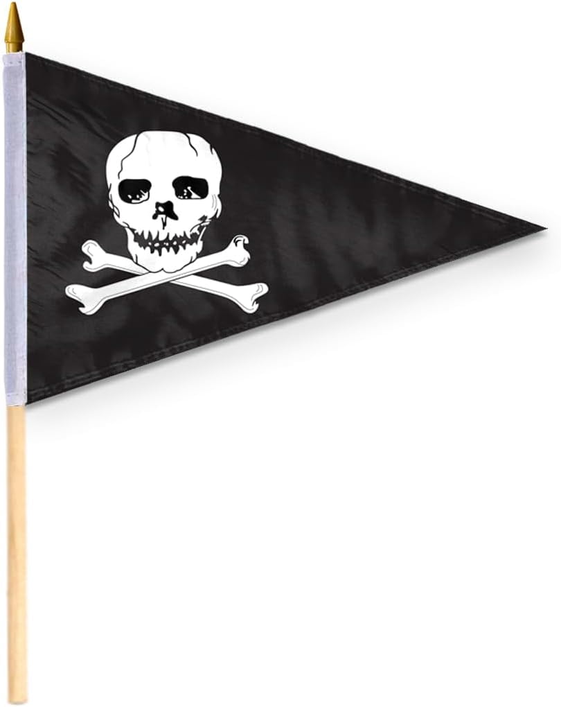 AGAS Jolly Roger Bow Pennant Pirate Small Hand Waving Flag 12x18 inch ...