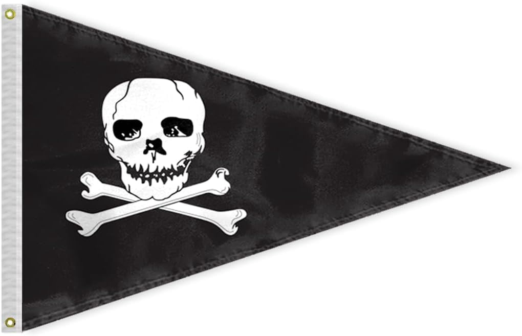 AGAS Jolly Roger Pirates Pennant Flags 2' x 3' ft - Printed 200D Nylon ...