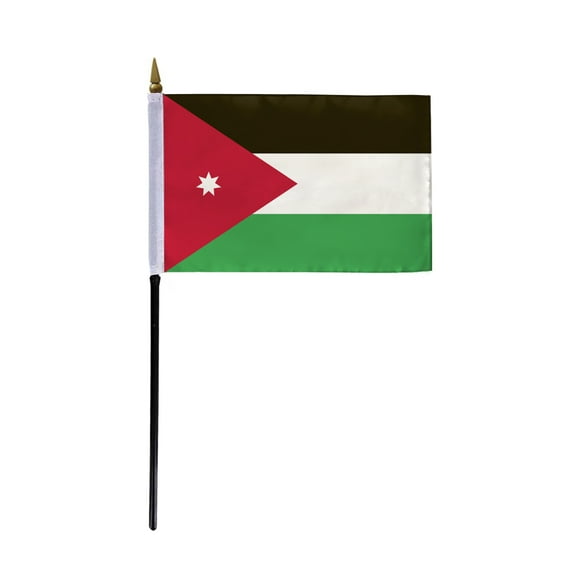 AGAS Jordan Flag 4x6 inch - 11" Plastic Pole 100% Polyester Stitched ...