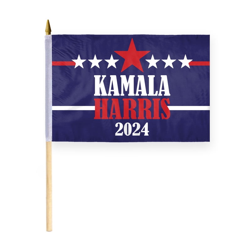 AGAS Kamala Harris 12x18 Inch Stick Flag - Polyester Fabric with 24 ...