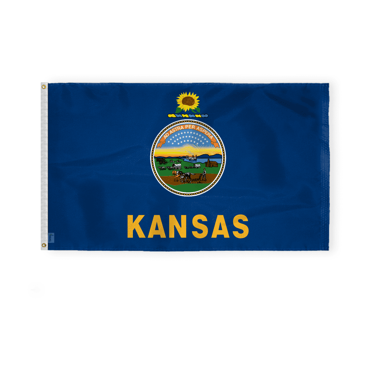AGAS Kansas State Flag 2x3 Ft - Double Sided Reverse Print On Back 200D ...