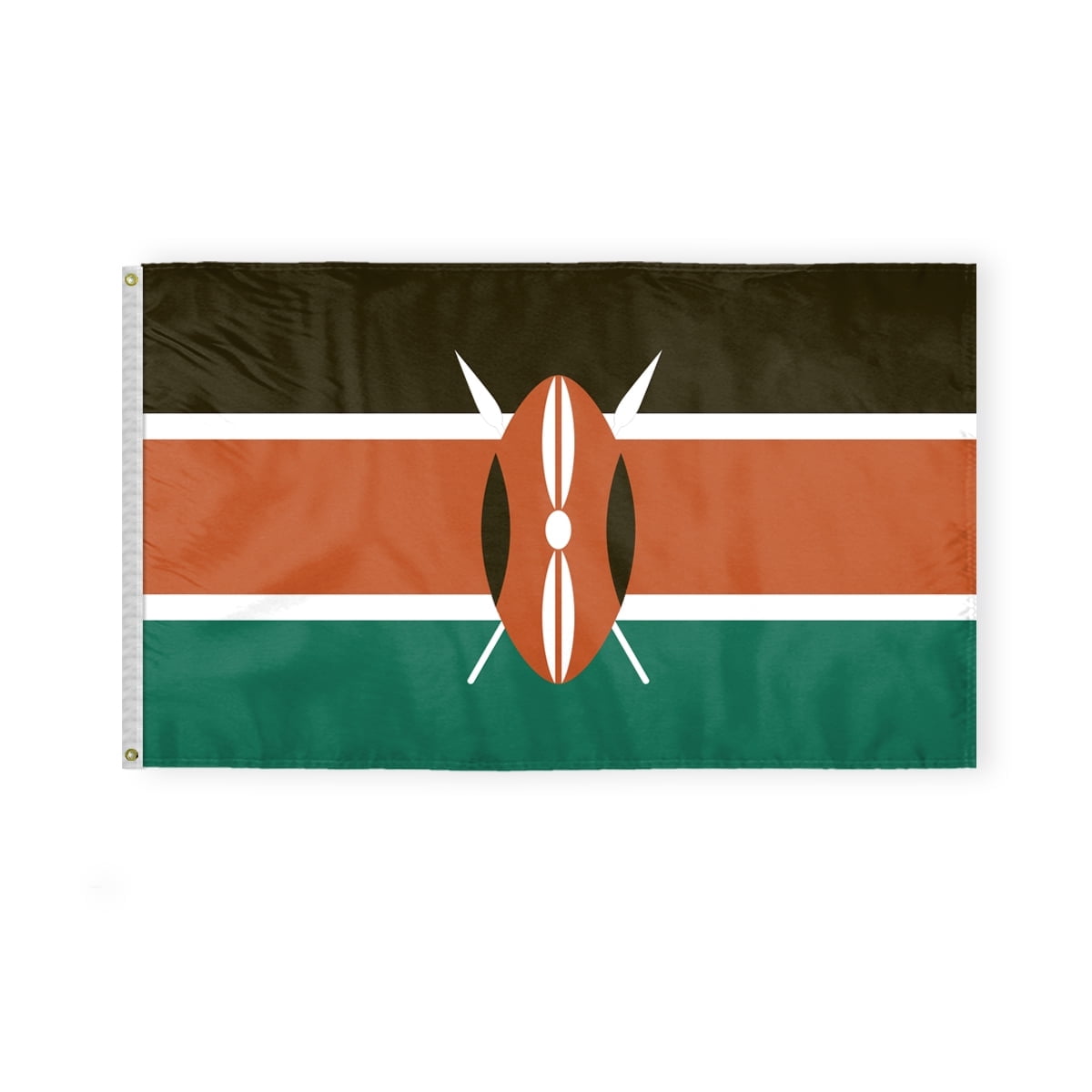 AGAS Kenya Flag 3x5 ft Double Stitched Hem 100% Polyester Metal ...