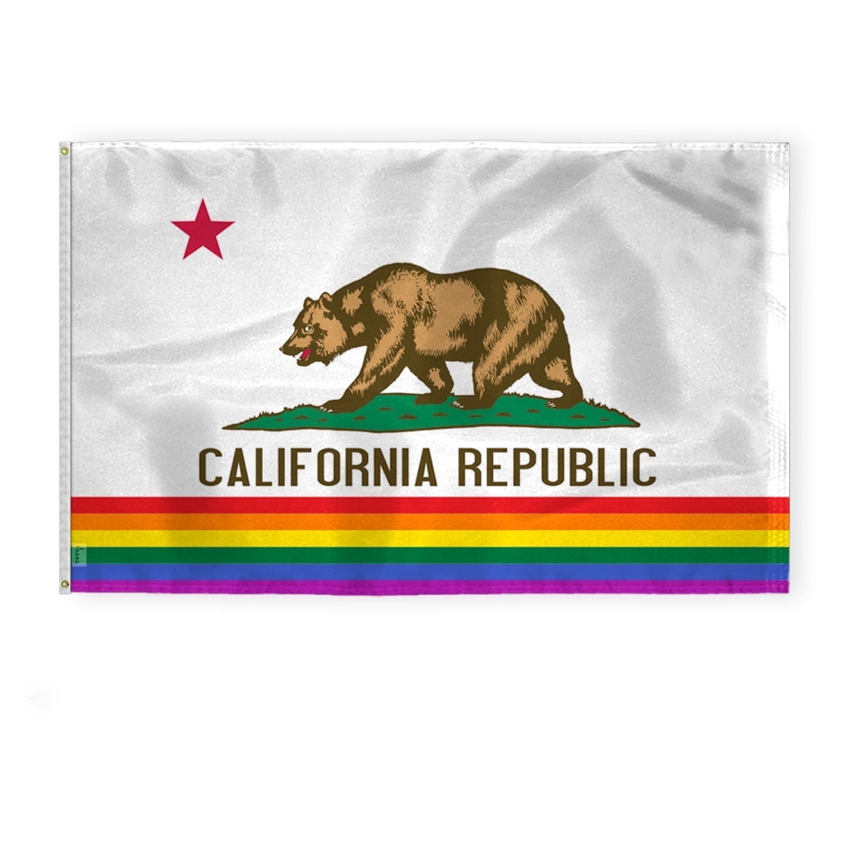 AGAS Large California Pride Flag 6x10 Ft - Printed 200D Nylon - Brass ...