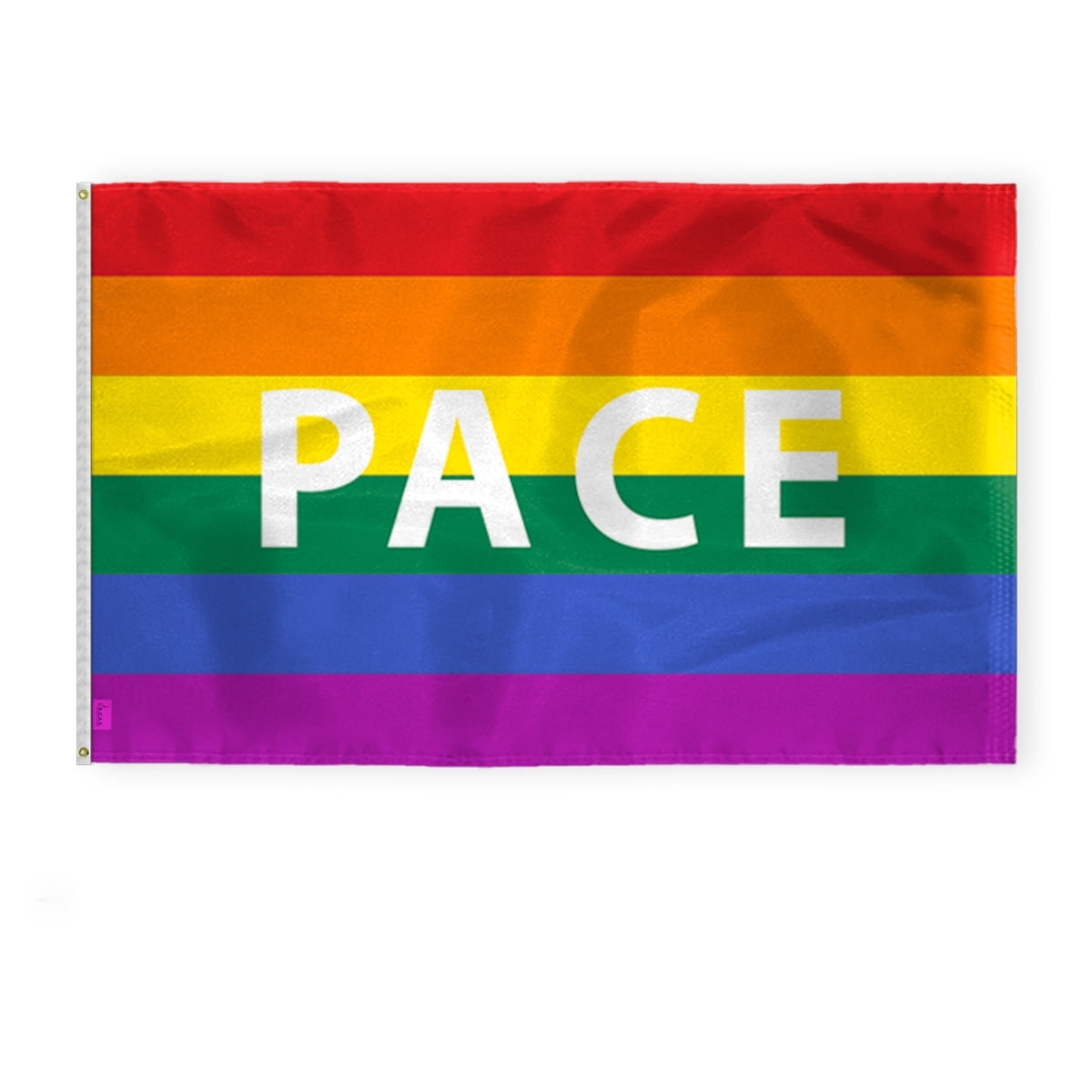 AGAS Large Pace Rainbow Pride Flag 6x10 Ft - Printed 200D Nylon - Brass ...
