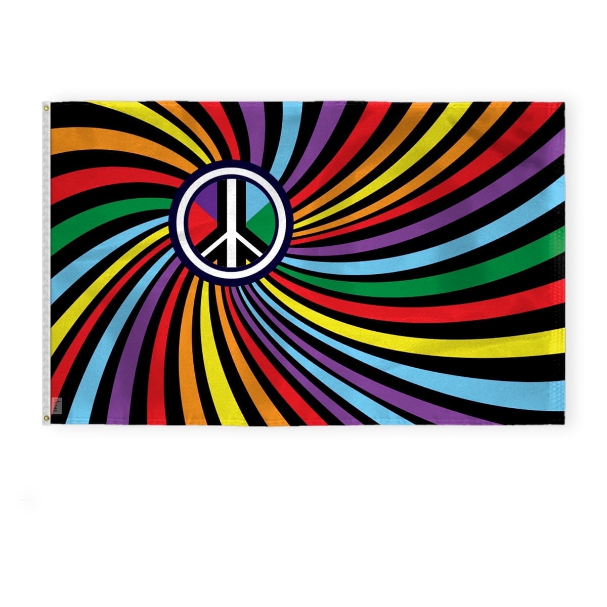 AGAS Large Peace Swirl Rainbow Flag 6x10 Ft - Printed 200D Nylon ...